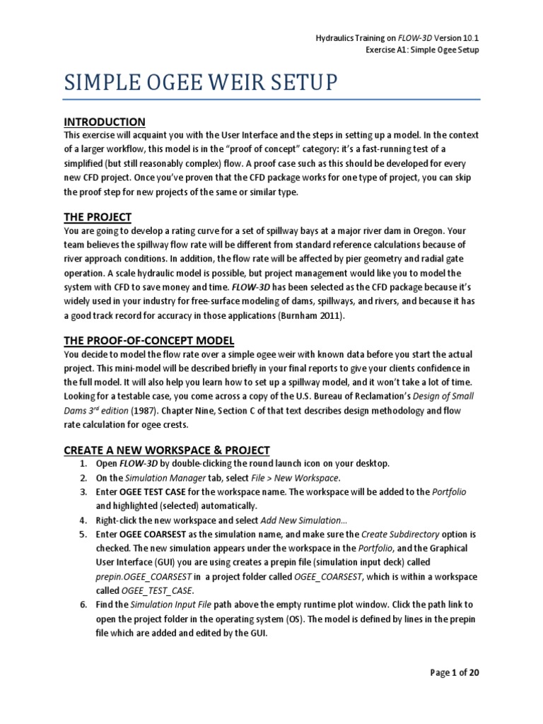 Exercise A1 - Simple Ogee Setup | PDF | Pressure | Computational Fluid ...