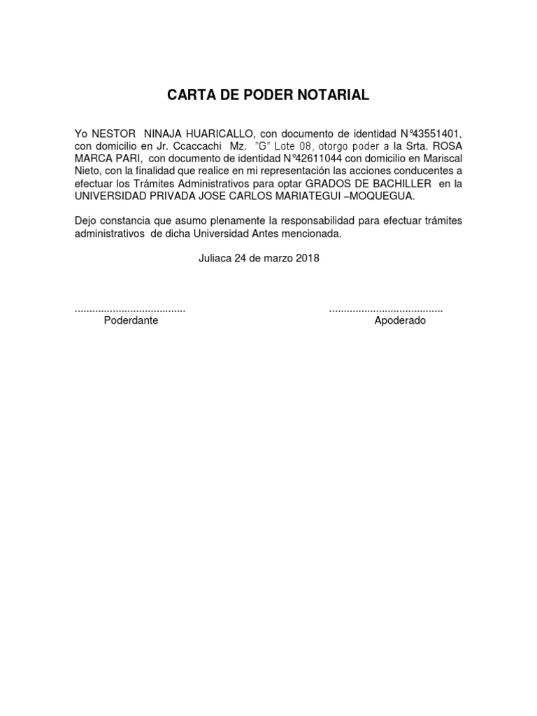 Carta de Poder Notarial | PDF