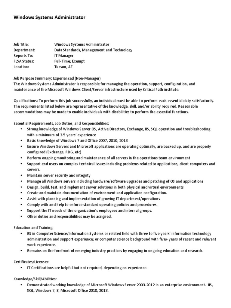 Windows Systems Administrator | PDF | Server (Computing) | Transport Layer Security