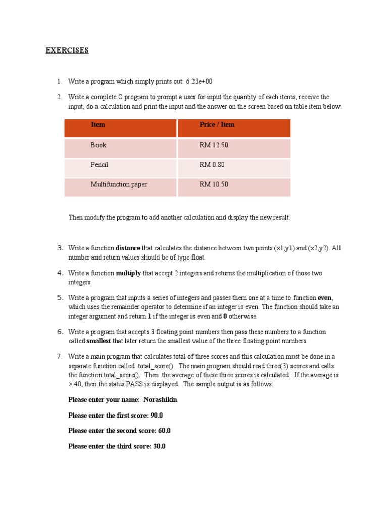 Exercises | PDF | Function (Mathematics) | Computer Engineering