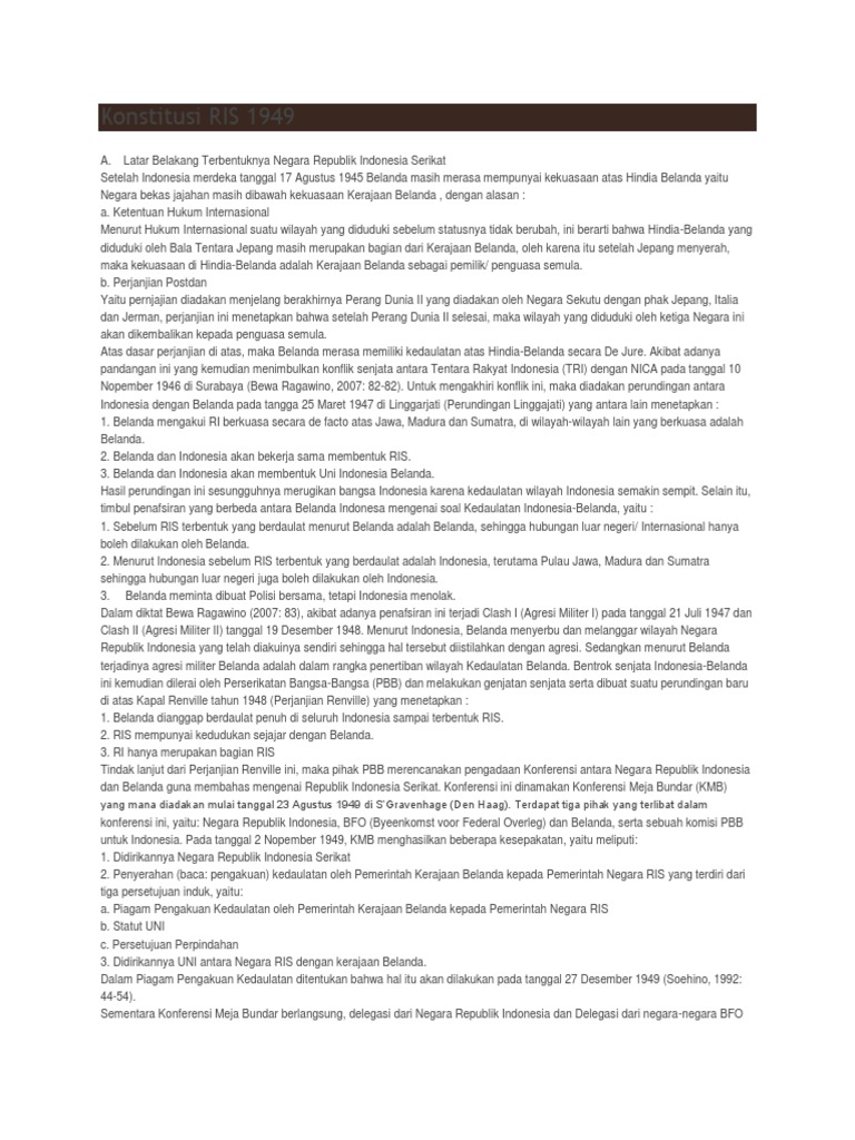 Konstitusi RIS 1949 | PDF