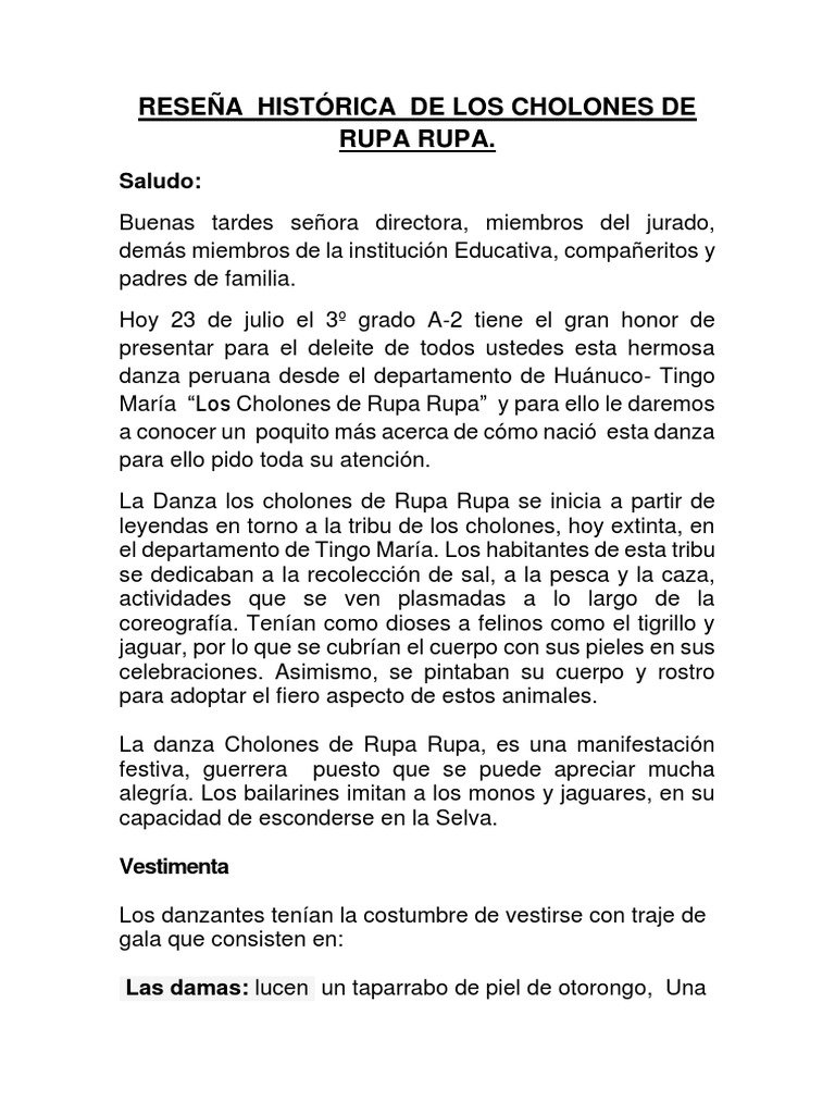 Reseña de la Danza Cholones Rupa Rupa | PDF | Arte