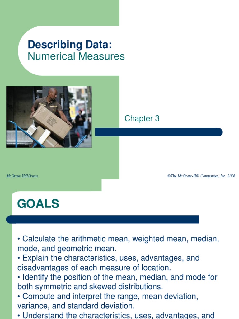 Describing Data:: Numerical Measures | PDF | Arithmetic Mean | Median