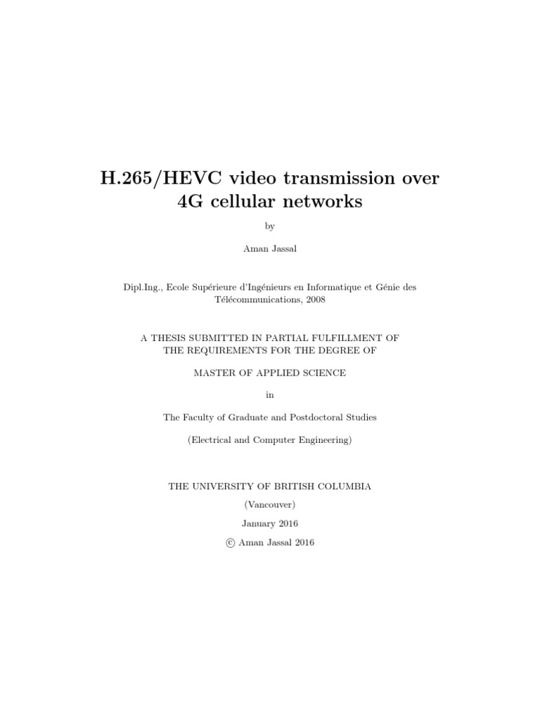 H 265 Hevc Video Transmission Over 4g Cellular Networks Pdf Network Packet Mathematical
