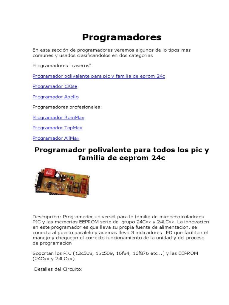 Programador | PDF | Microcontrolador | Circuito integrado