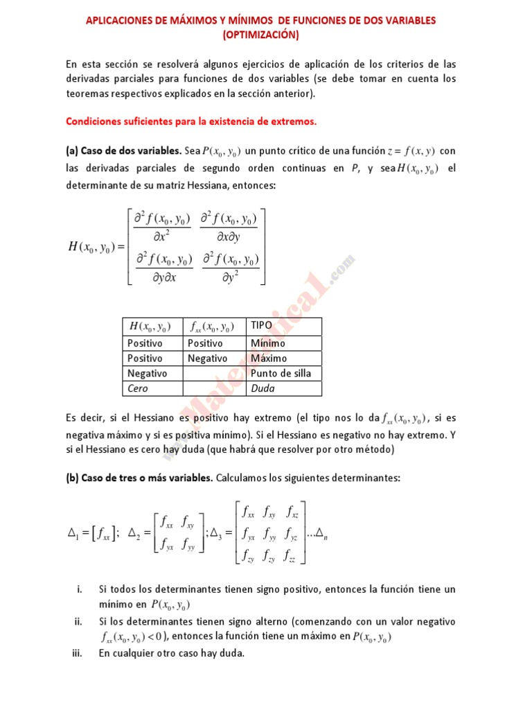 47 Aplicaciones de Maximos y Minimos de Funciones de Dos Variables | PDF | Objetos matemáticos ...