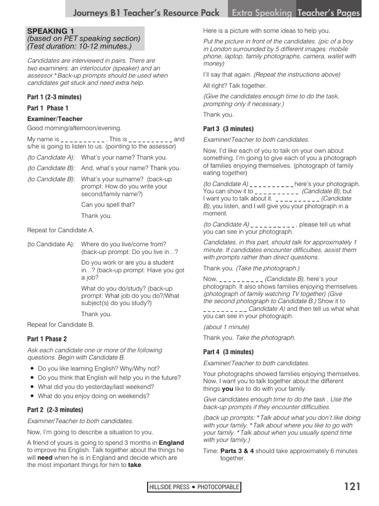 B1 Speaking Teachers | PDF | Test (Assessment)