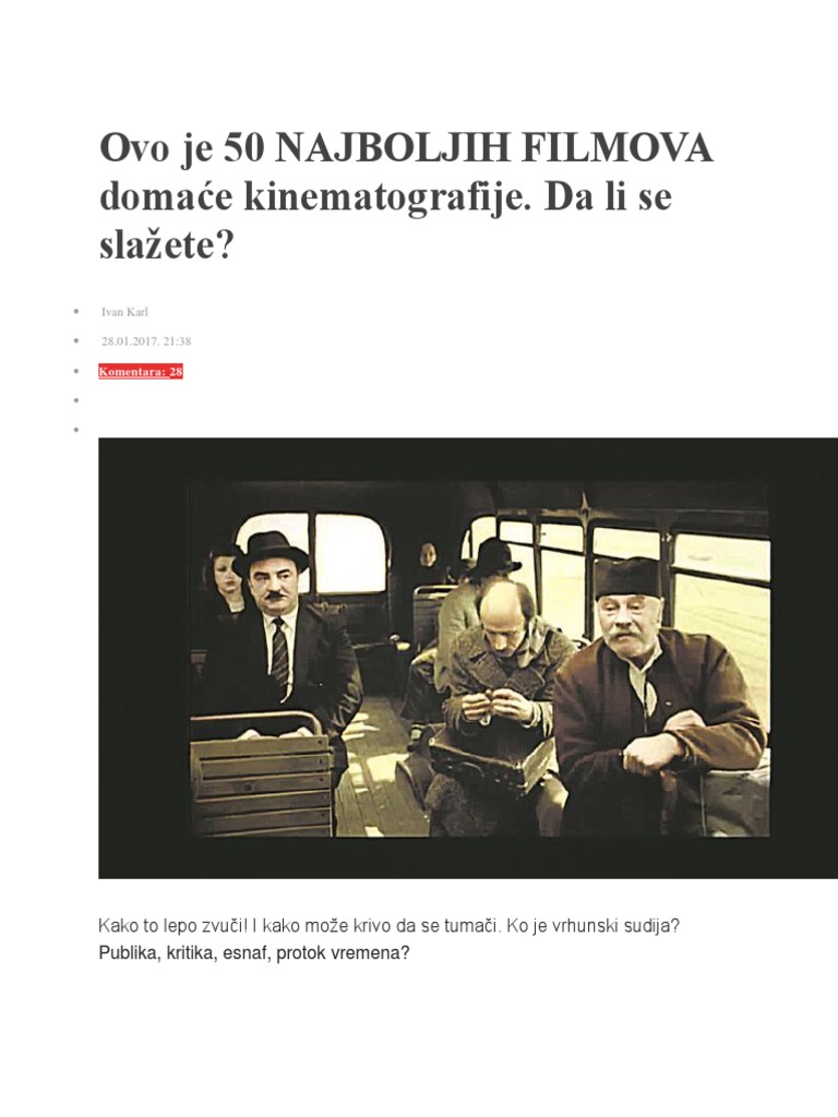 50 Najboljih Domacih Filmova | PDF