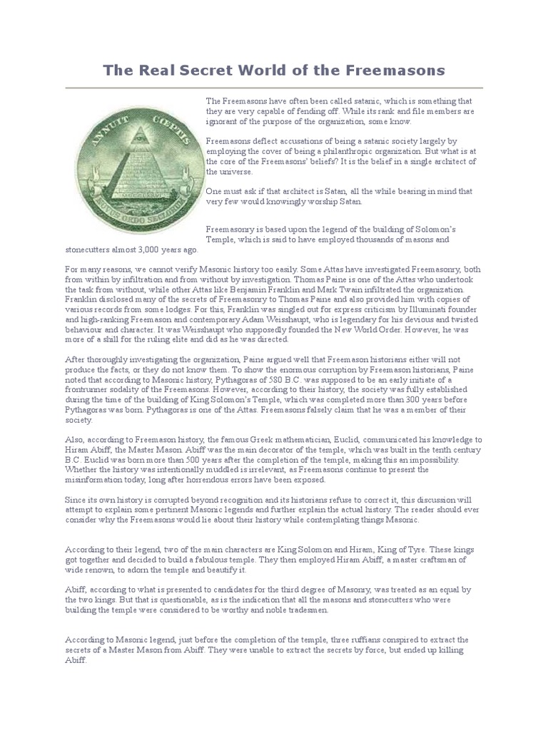The Real Secret World of The Freemasons | PDF | Freemasonry | Temple