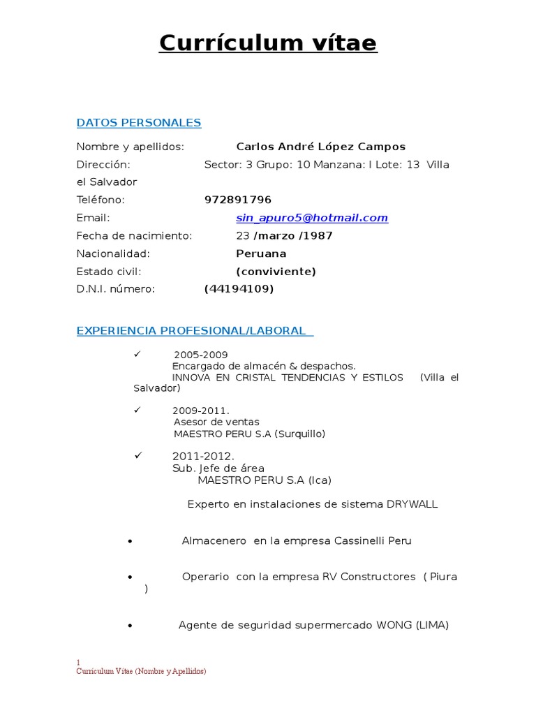 Curriculum Vitae AnDrE | PDF | Modificación de comportamiento | Aprendizaje