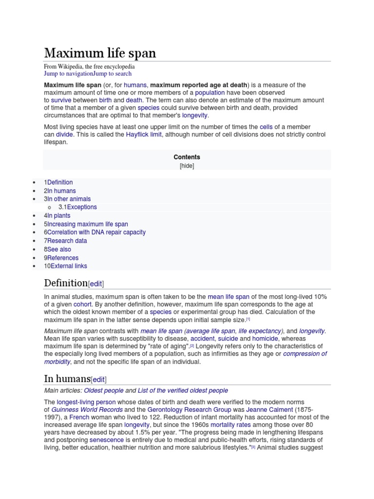 3 Maximum Life Span | PDF | Life Expectancy | Old Age