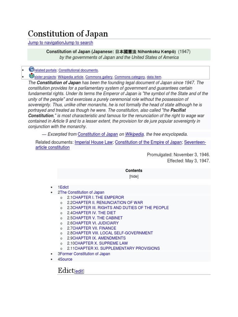 Constitution of Japan: Edict | PDF | Politics