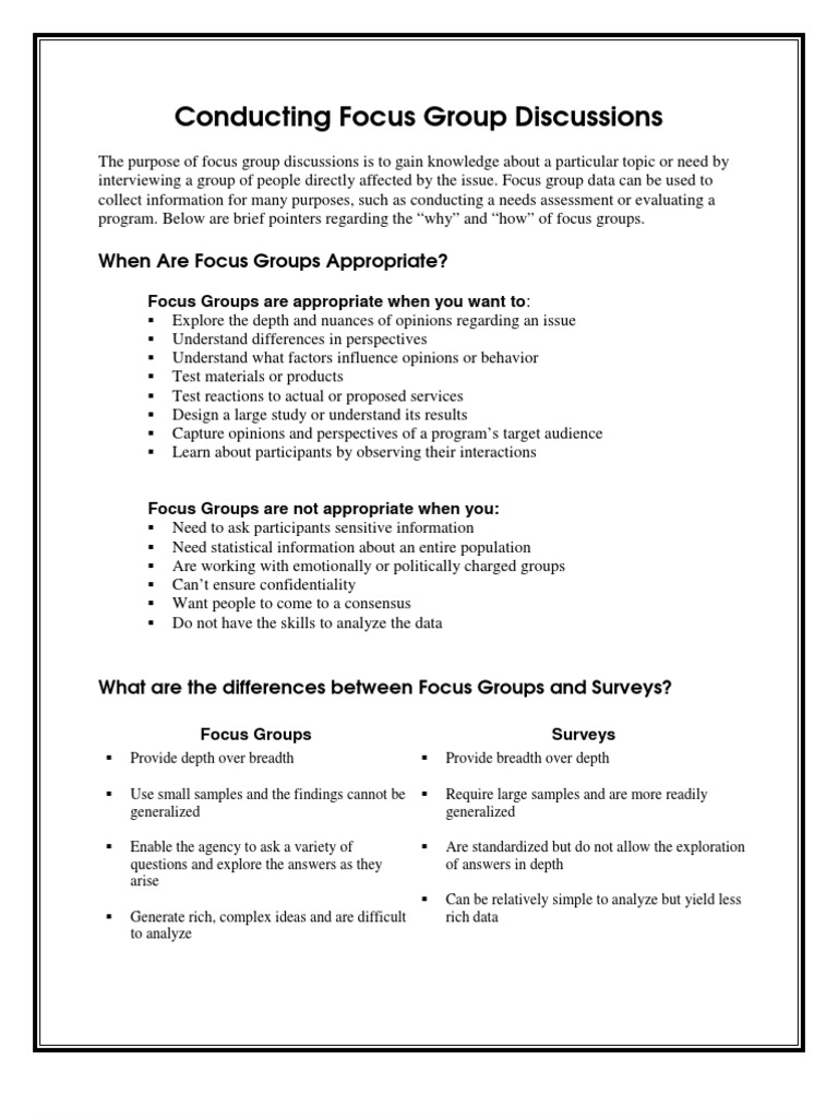 Basic Evaluation On Focus Groups | PDF | Focus Group | Survey Methodology