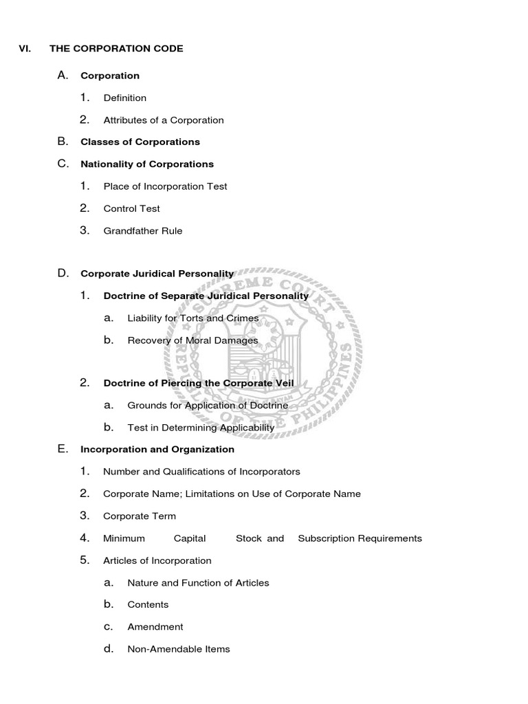 VI. The Corporation Code | PDF | Corporations | Board Of Directors