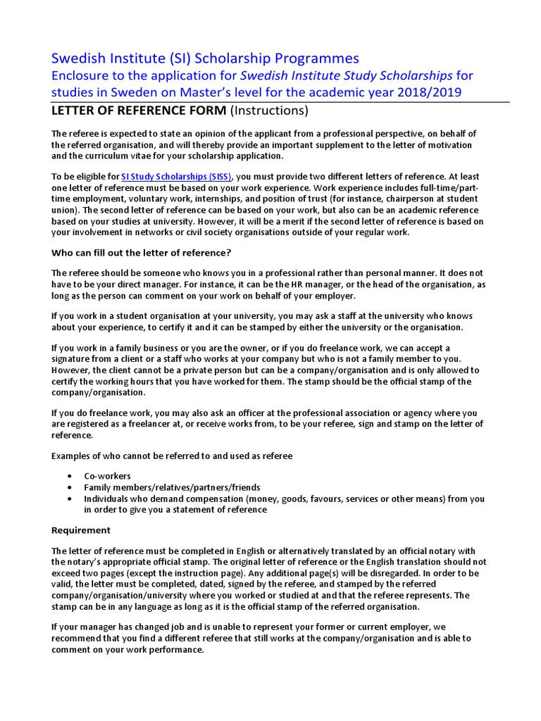 Letter of Reference Template Siss 2018 2019 | PDF | Notary Public ...