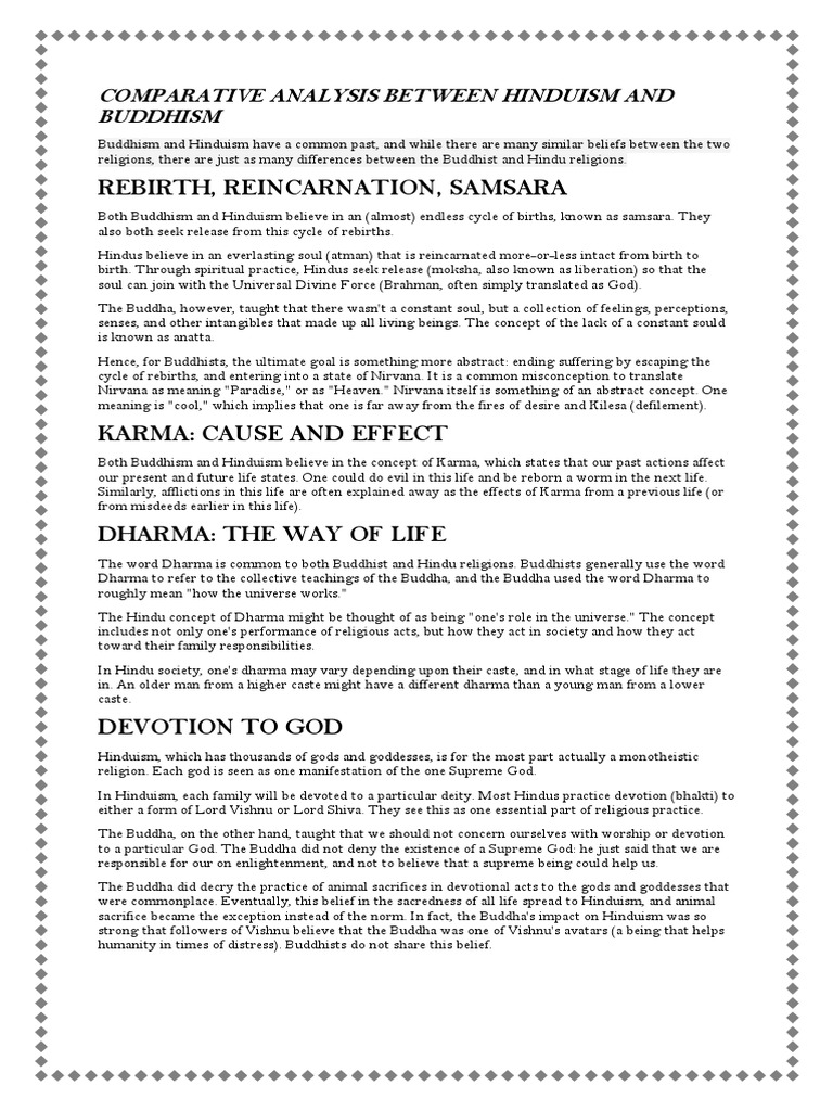 Hinduism and Buddhism: Key Comparisons | PDF | Shinto | Nirvana