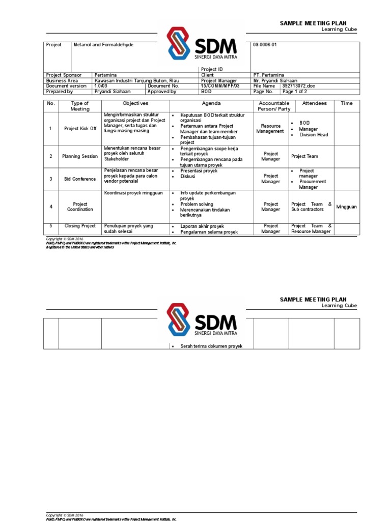 Learning Cube: Sample Meeting Plan | PDF