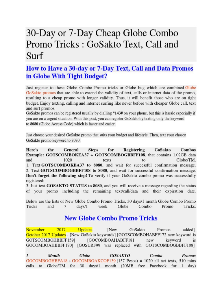 Globe Promos | PDF | Telecommunications | Communication