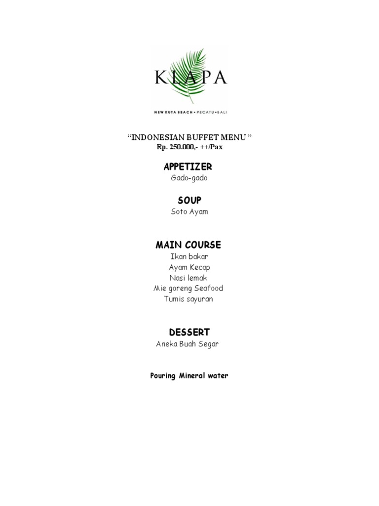 Pilihan Menu Dinner Klapa | PDF
