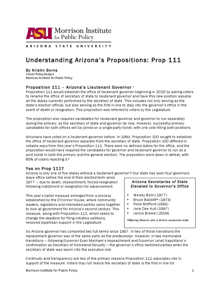 Prop 111 | PDF | U.S. State | Politics Of The United States