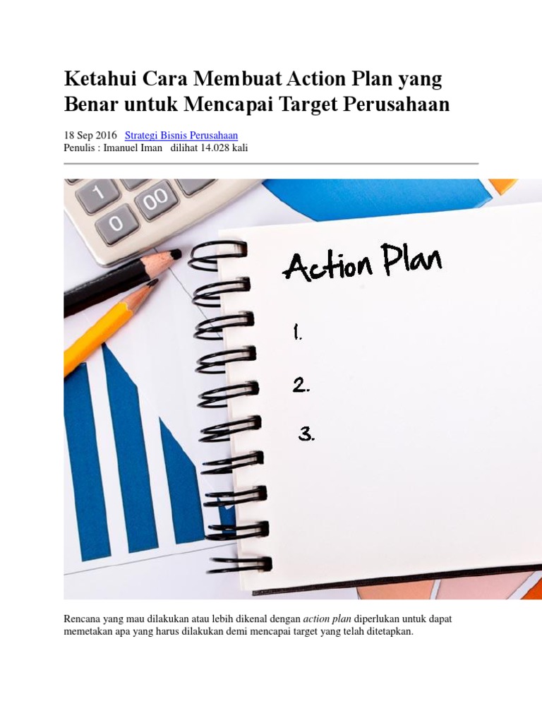 Ketahui Cara Membuat Action Plan Yang Benar Untuk Mencapai Target Perusahaan | PDF