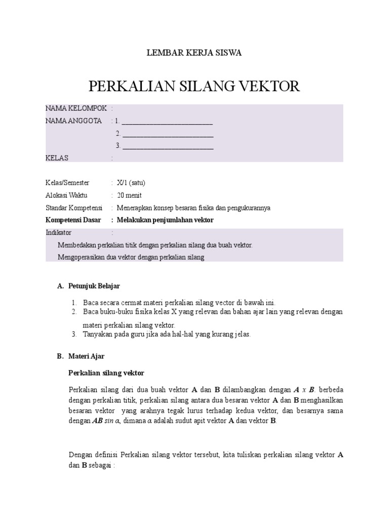 2 2 Lks Perkalian Vektor | PDF
