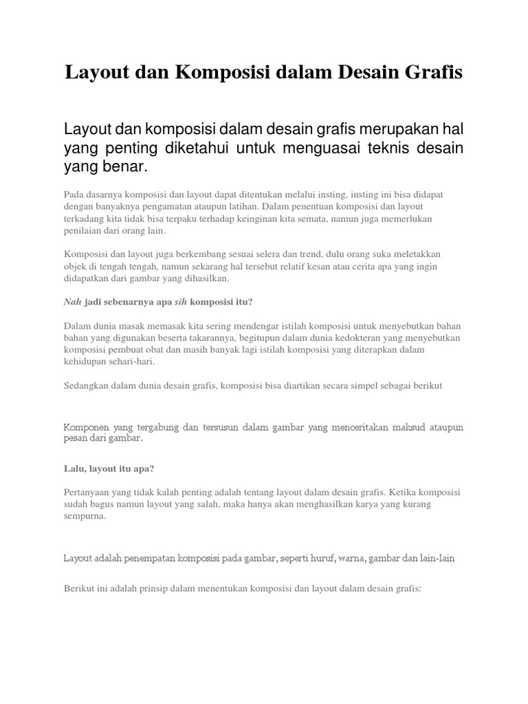 Layout Dan Komposisi Dalam Desain Grafis | PDF