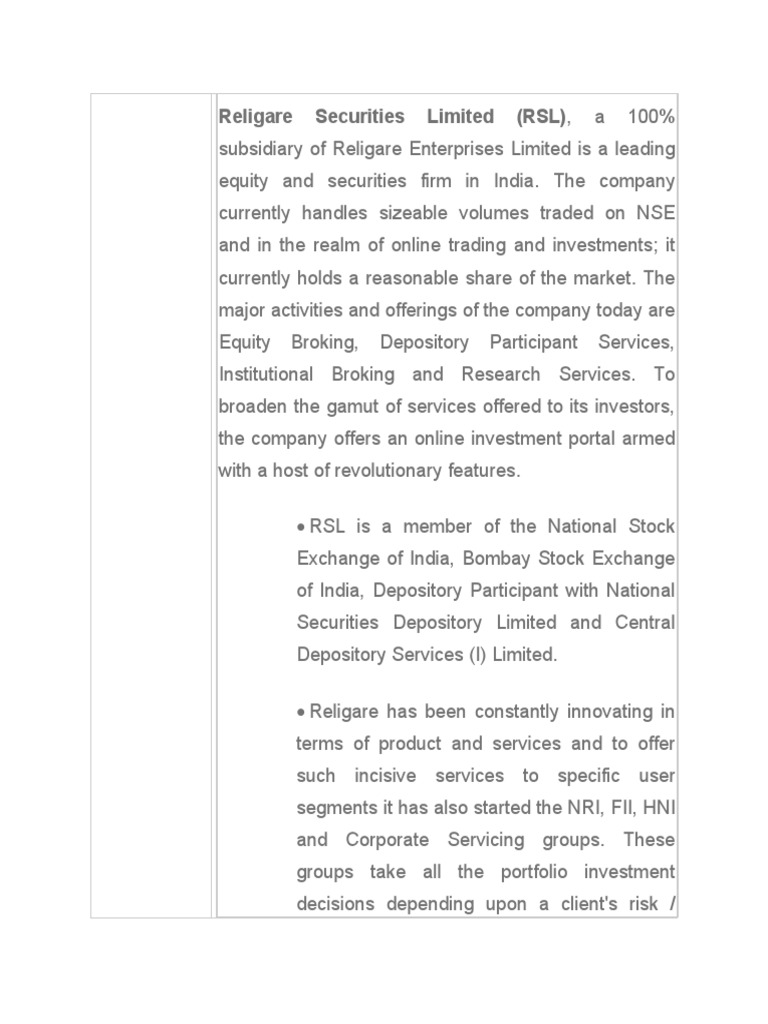Religare Securities: Equity & Currency Trading | PDF | Companies ...
