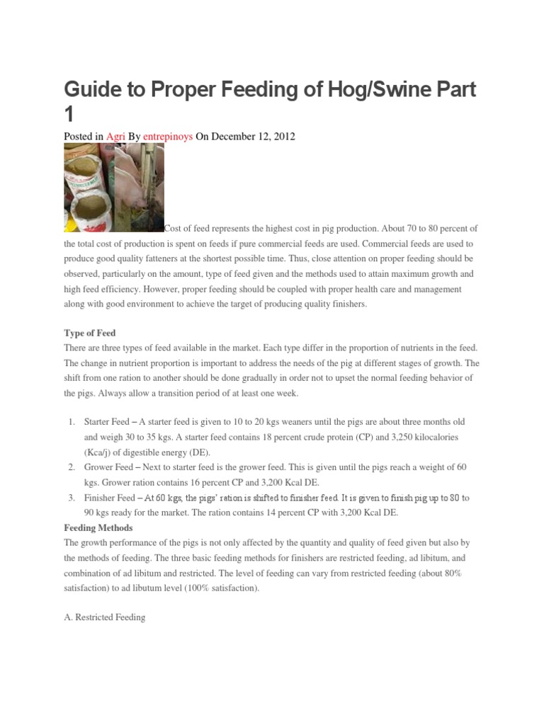 Comprehensive Hog Feeding Guide | PDF | Domestic Pig | Wild Boar