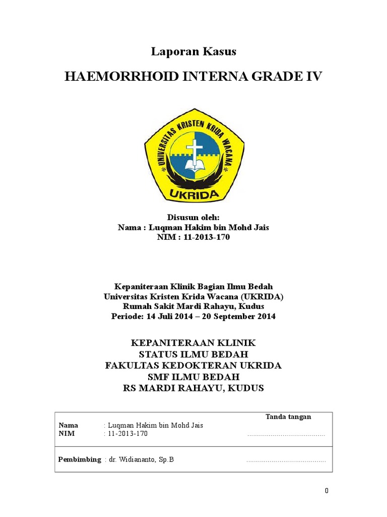Hemorrhoid Interna Grade IV Case Report | PDF