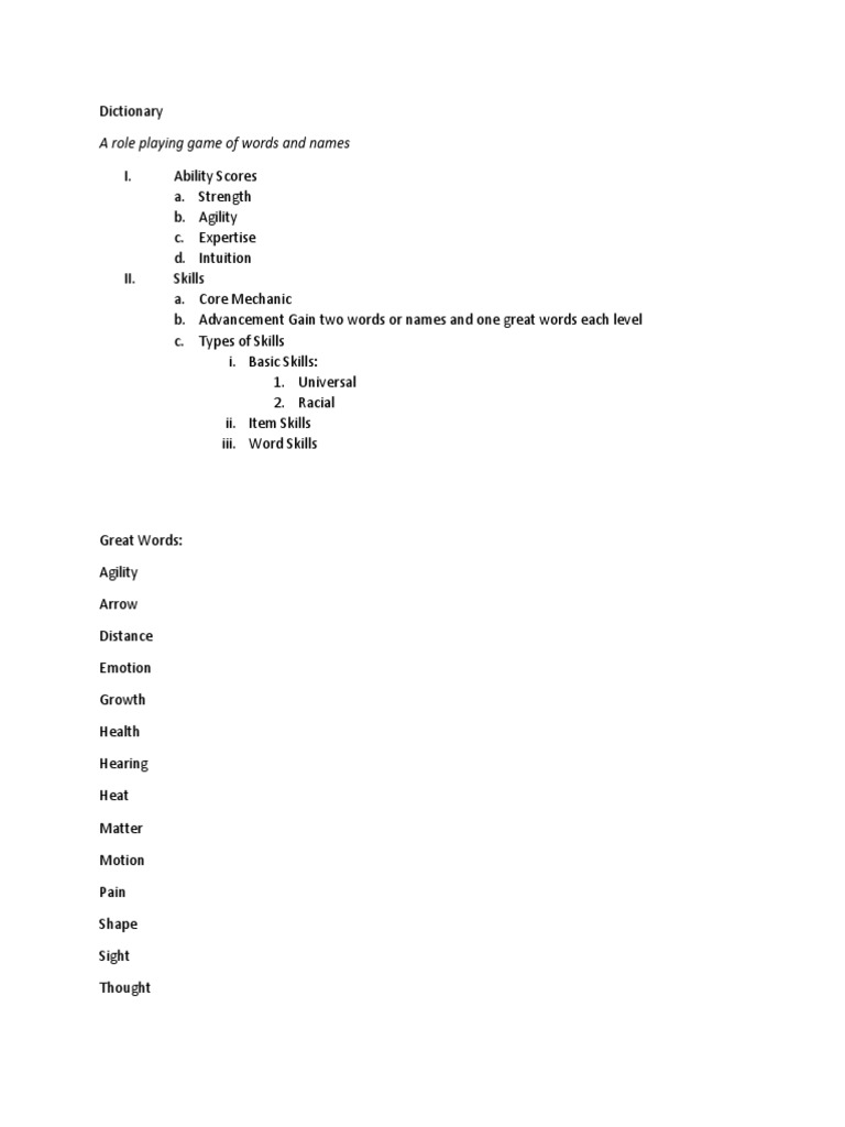 A Role Playing Game of Words and Names | PDF