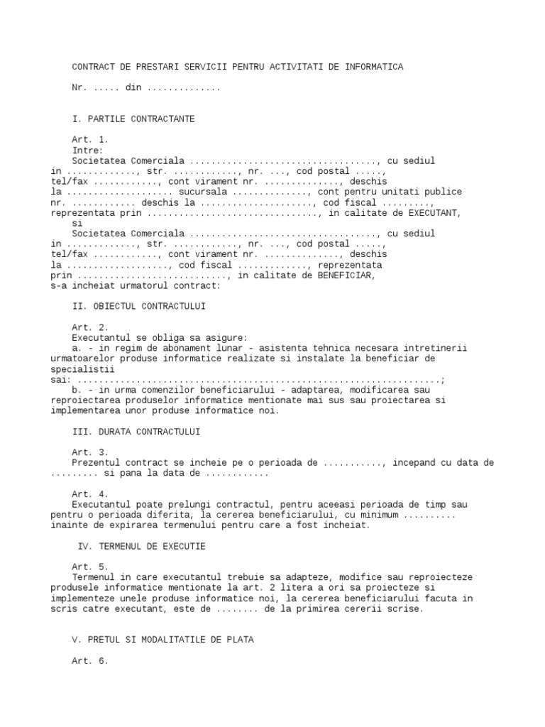 Contract de Prestari Servicii (Model 1) | PDF