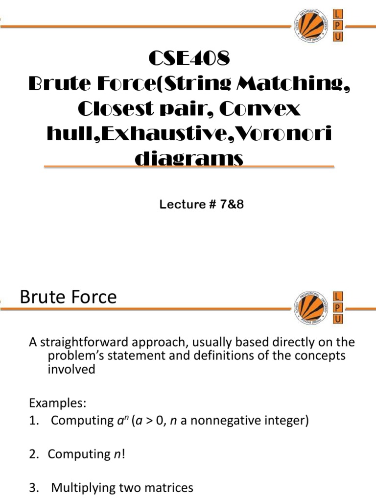 Lecture 7&8 (Brute Force) | PDF | Algorithms And Data Structures ...