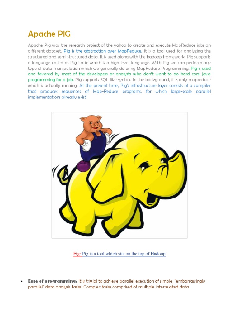 Apache Pig: Pig Is The Abstraction Over Mapreduce | PDF | Map Reduce | Apache Hadoop