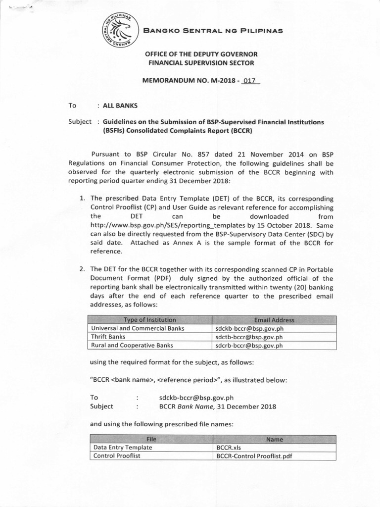 BSP Memorandum No. m 2018 017 | Credit Card | Fee | Free 30-day Trial ...