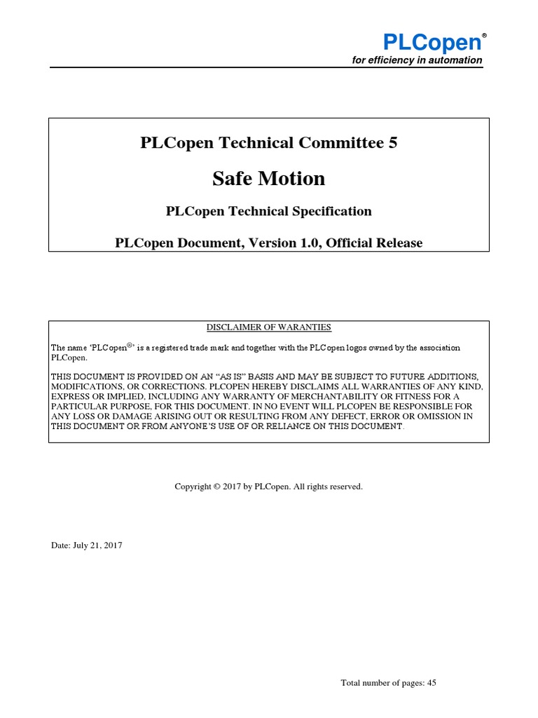 Plcopen Safemotion v10 | PDF | Automation | Machines