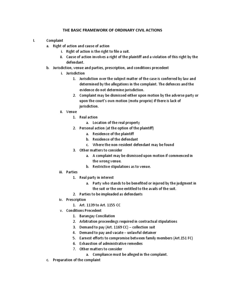 Basic Framework of Ordinary Civil Actions (Riano) | PDF | Lawsuit ...