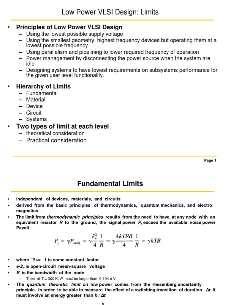 Low Power VLSI Design Limits and Principles | PDF | Mosfet | Cmos