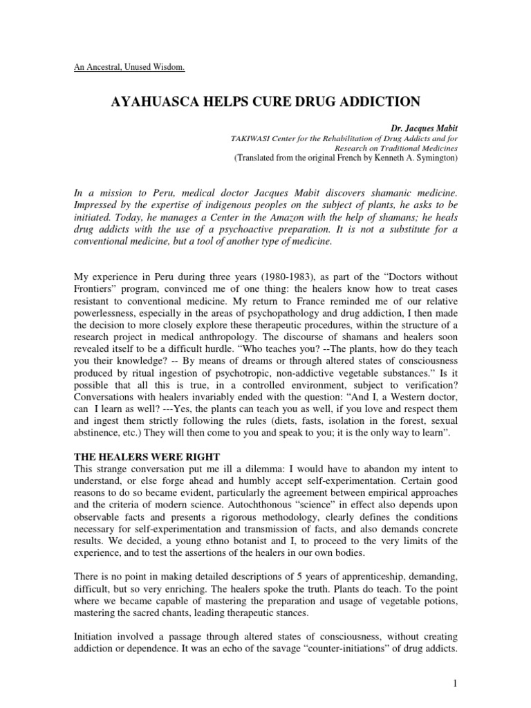 Ayahuasca Helps Cure Drug Addiction | PDF | Psychoactive Drugs | Drugs