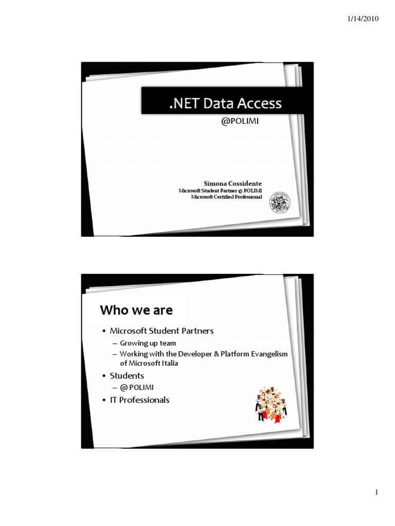 Introduction to .NET Technologies for Data Access and Application Development | PDF | Language ...