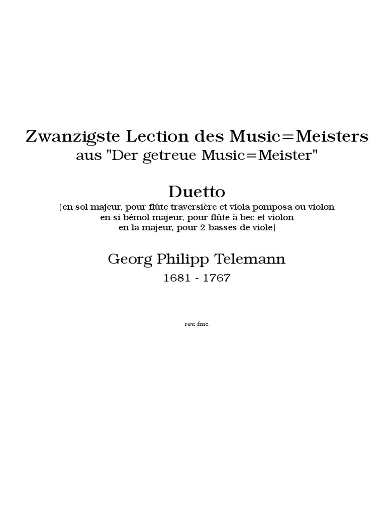 IMSLP115551 PMLP235624 Duetto Telemann | PDF | Friction Musical ...