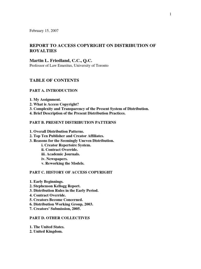 Friedland Access Copyright Report - February 15 2007 | PDF | Publishing ...