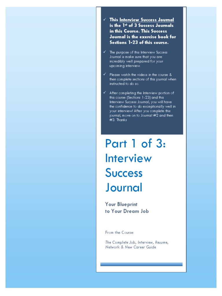 Interview Success Journal Part 1 | PDF | Microsoft Power Point | Question