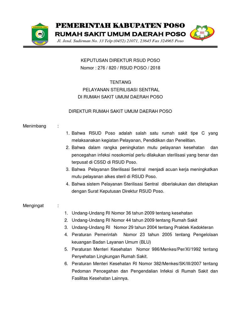 Surat Keputusan CSSD | PDF | Kesehatan Holistik | Sains & Matematika