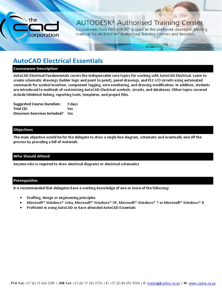 CADCO Training Brochure AutoCAD Electrical Essentials | PDF | Auto Cad ...