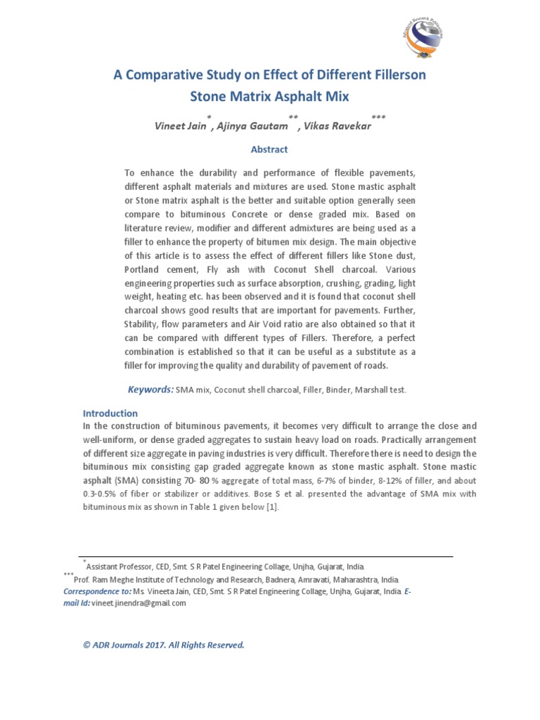 A Comparative Study On Effect of Different Fillerson Stone Matrix ...