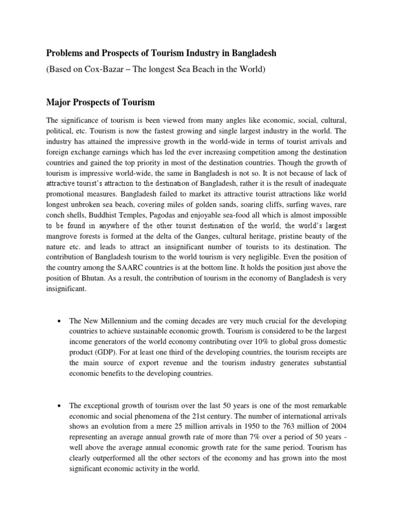 Problems and Prospects of Tourism Industry in Bangladesh | PDF ...