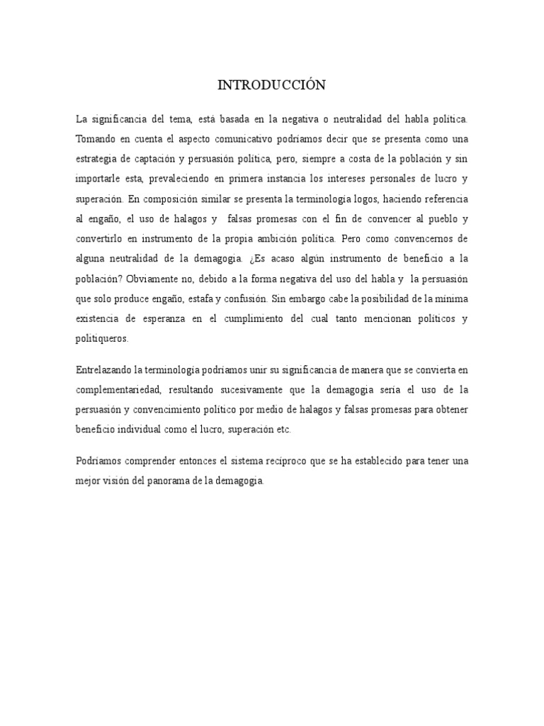 Demagogia: Halagos y Falsas Promesas | PDF | Moralidad | Persuasión