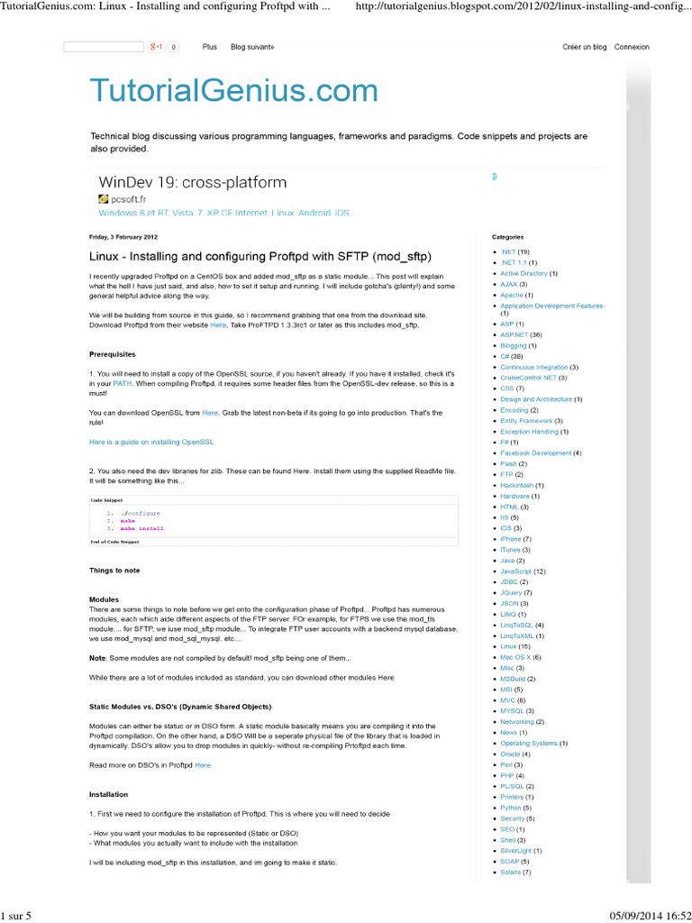 Installing and Configuring Proftpd With SFTP (Mod - SFTP) | PDF