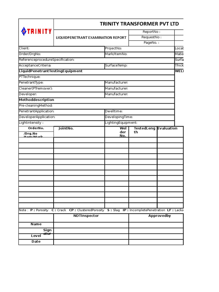 Liquid Penetrant Examination Report | PDF